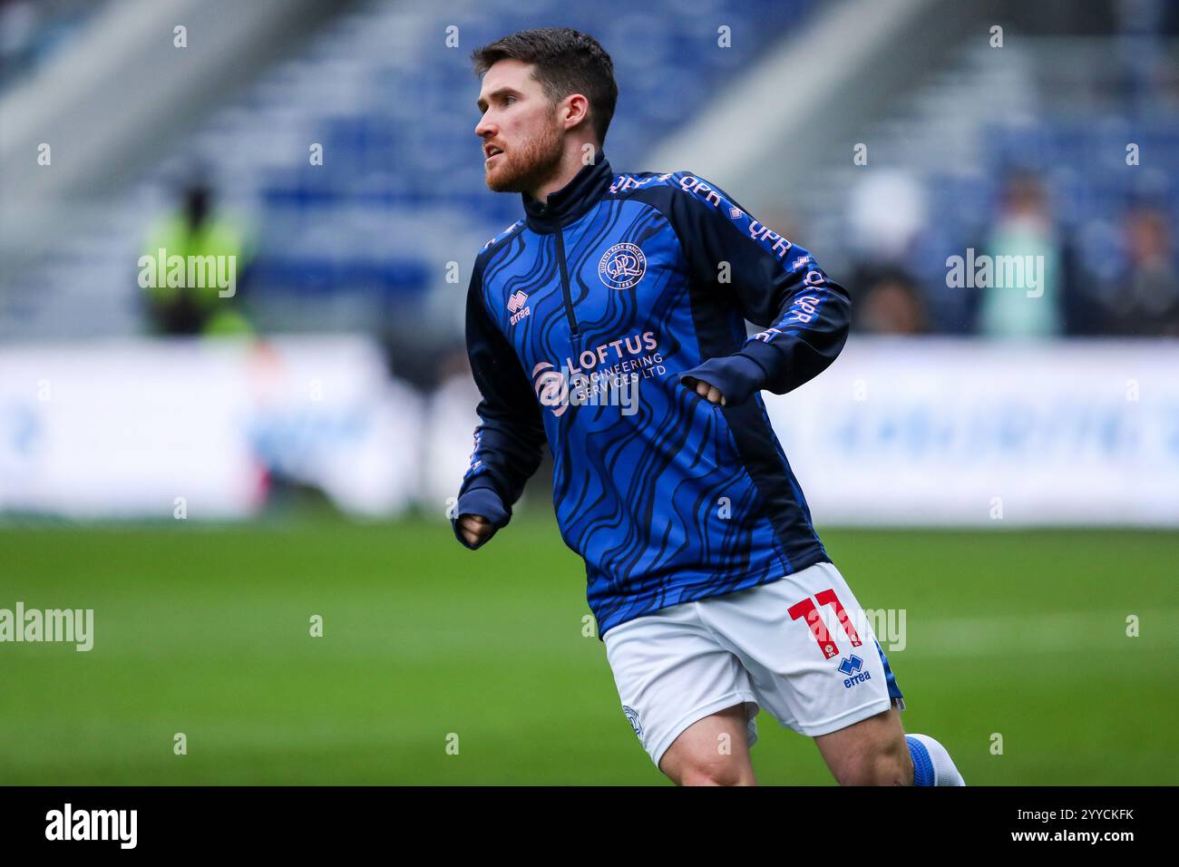 London, UK. 13th Nov, 2023. Paul Smyth of Queens Park Rangers warms up ...