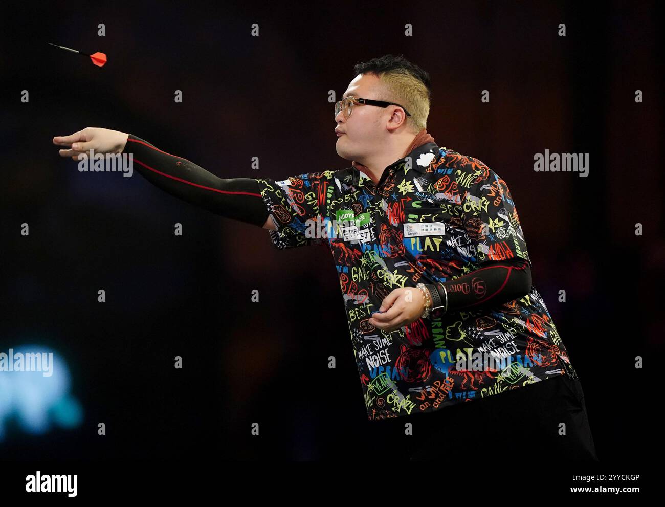 Lok-Yin Lee in action during day seven of the Paddy Power World Darts ...