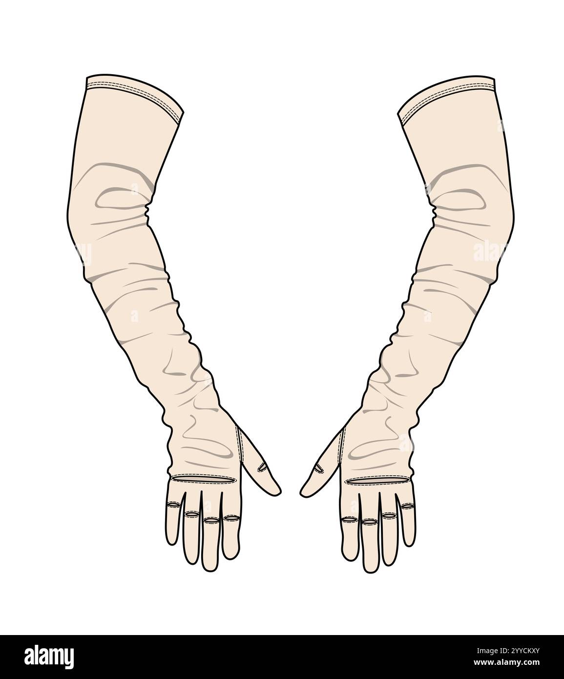 Female full length gloves vector design technical illustration by adobe ...