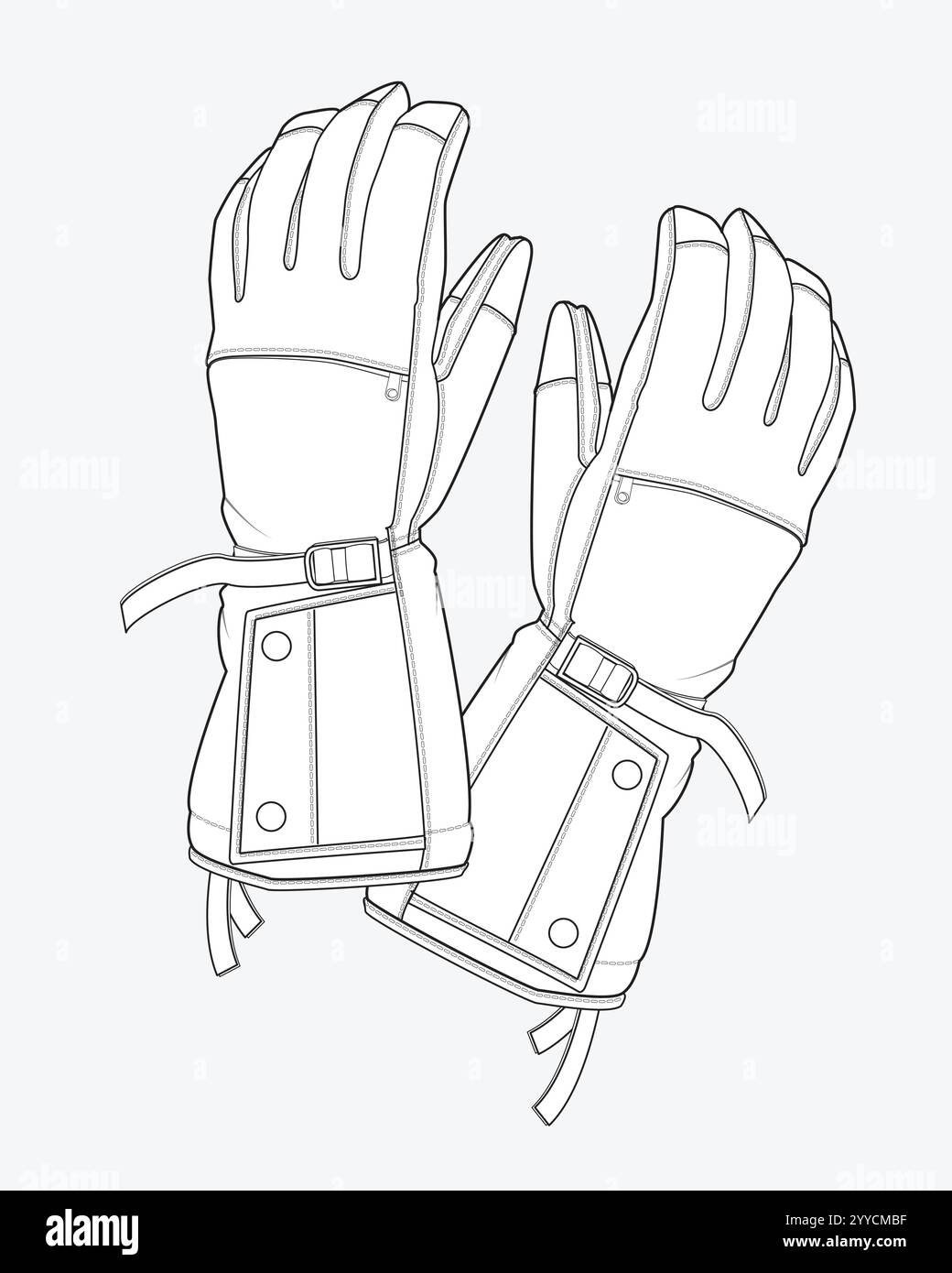Sports utility gloves flat drawing vector design mockup template Stock ...