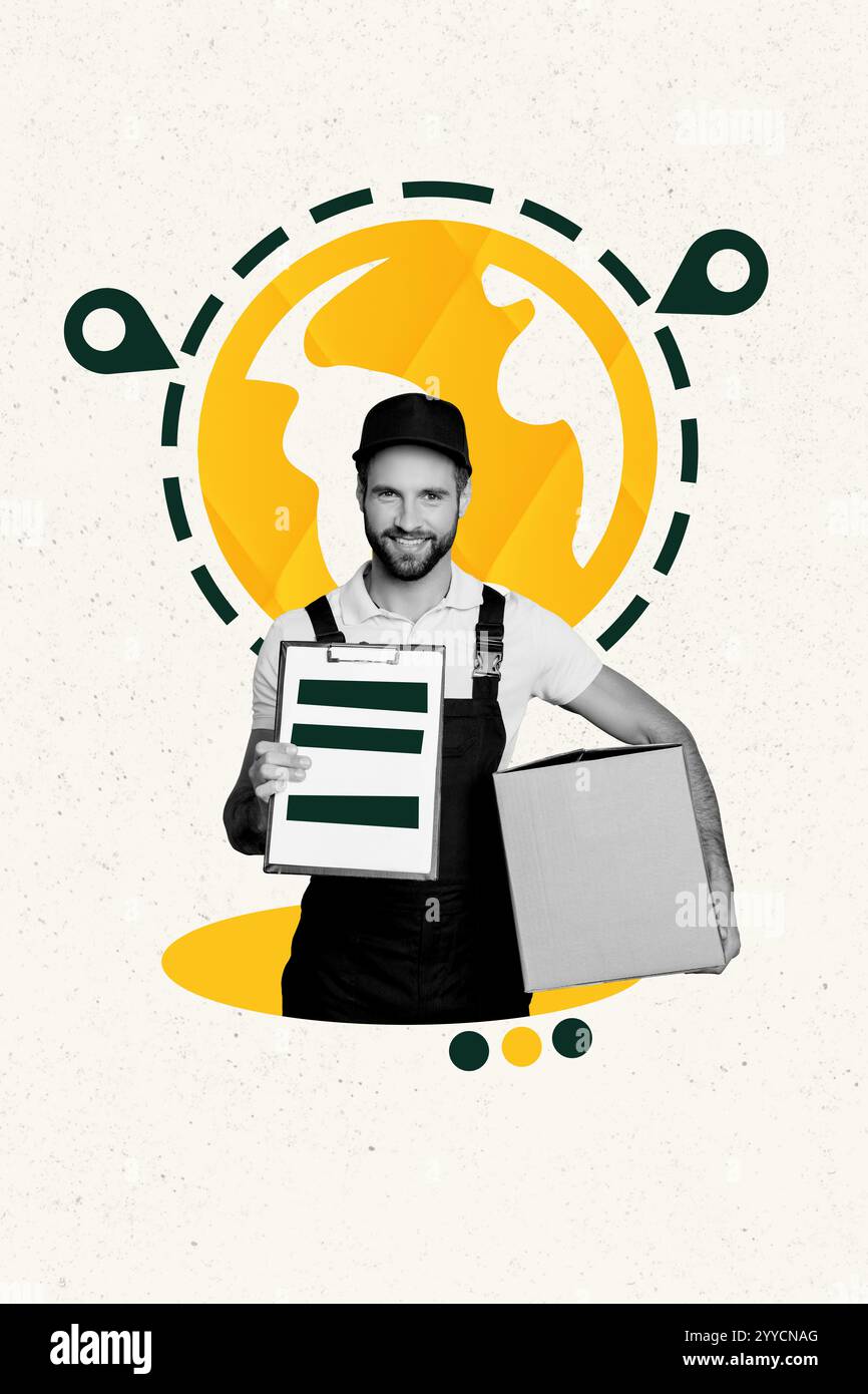 Composite trend artwork sketch image photo collage of work job delivery ...