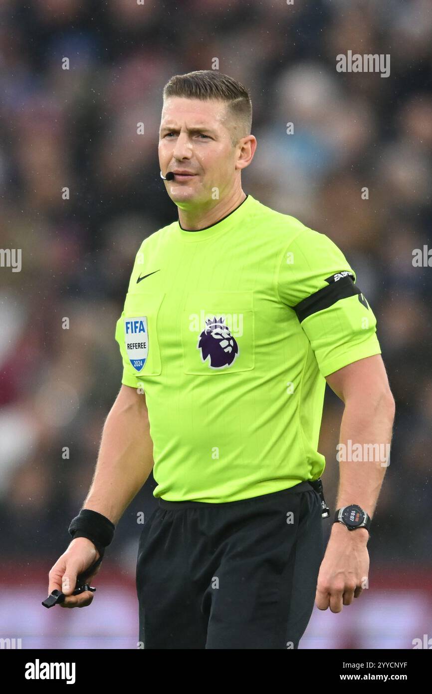 Referee Robert Jones (Match referee) looks on during the Premier League ...