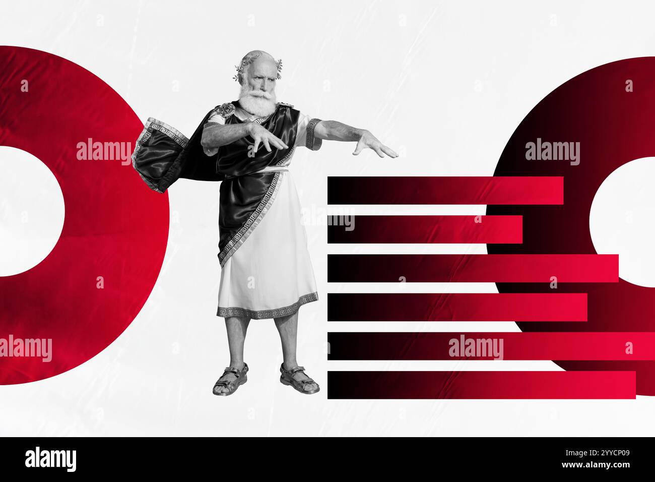 Composite art 3d creative image collage of serious rome king do magic ...