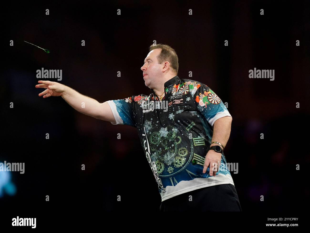 Brendan Dolan in action during day seven of the Paddy Power World Darts ...