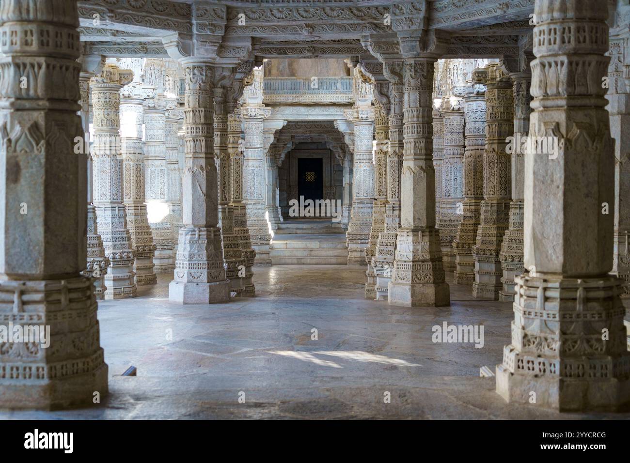 India. Rajasthan state. Ranakpur. Chaumukha Temple, also called the ...