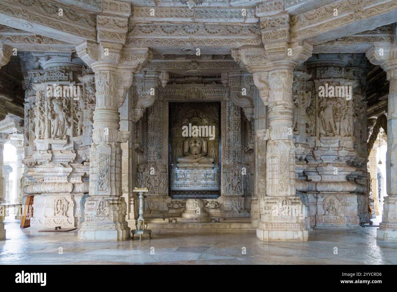 India. Rajasthan state. Ranakpur. Chaumukha Temple, also called the ...