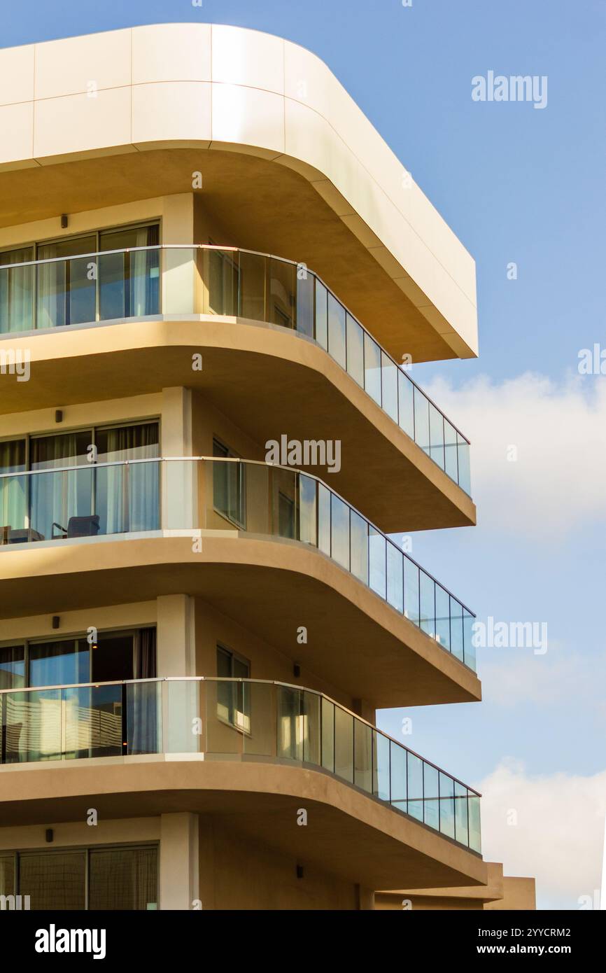 Curved balconies of a modern building showcasing contemporary ...