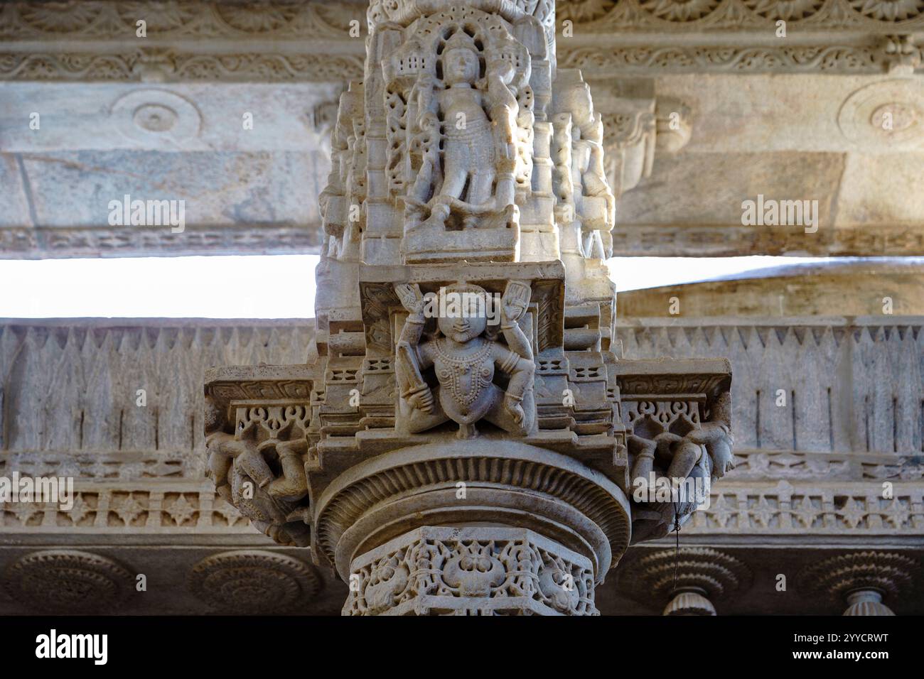 India. Rajasthan state. Ranakpur. Chaumukha Temple, also called the ...