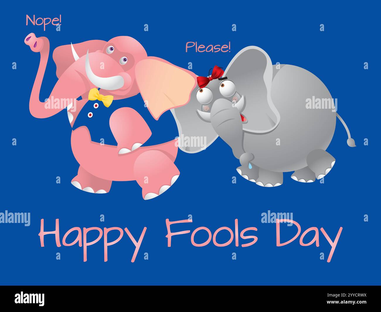 Cartoon of two elephants, one pink and one gray, with a bow tie and a ...