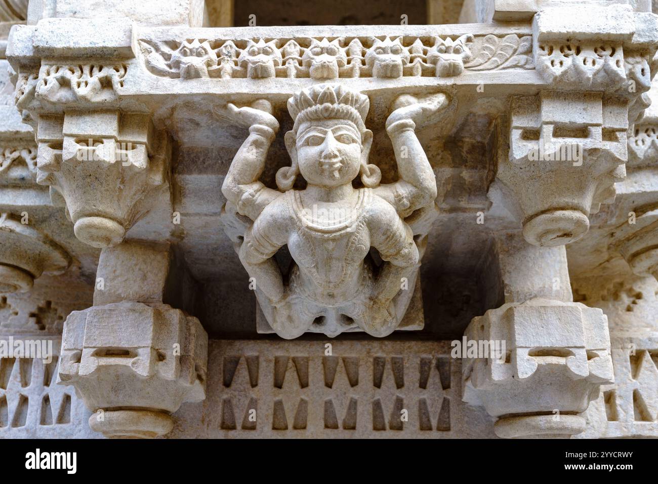 India. Rajasthan state. Ranakpur. Chaumukha Temple, also called the ...