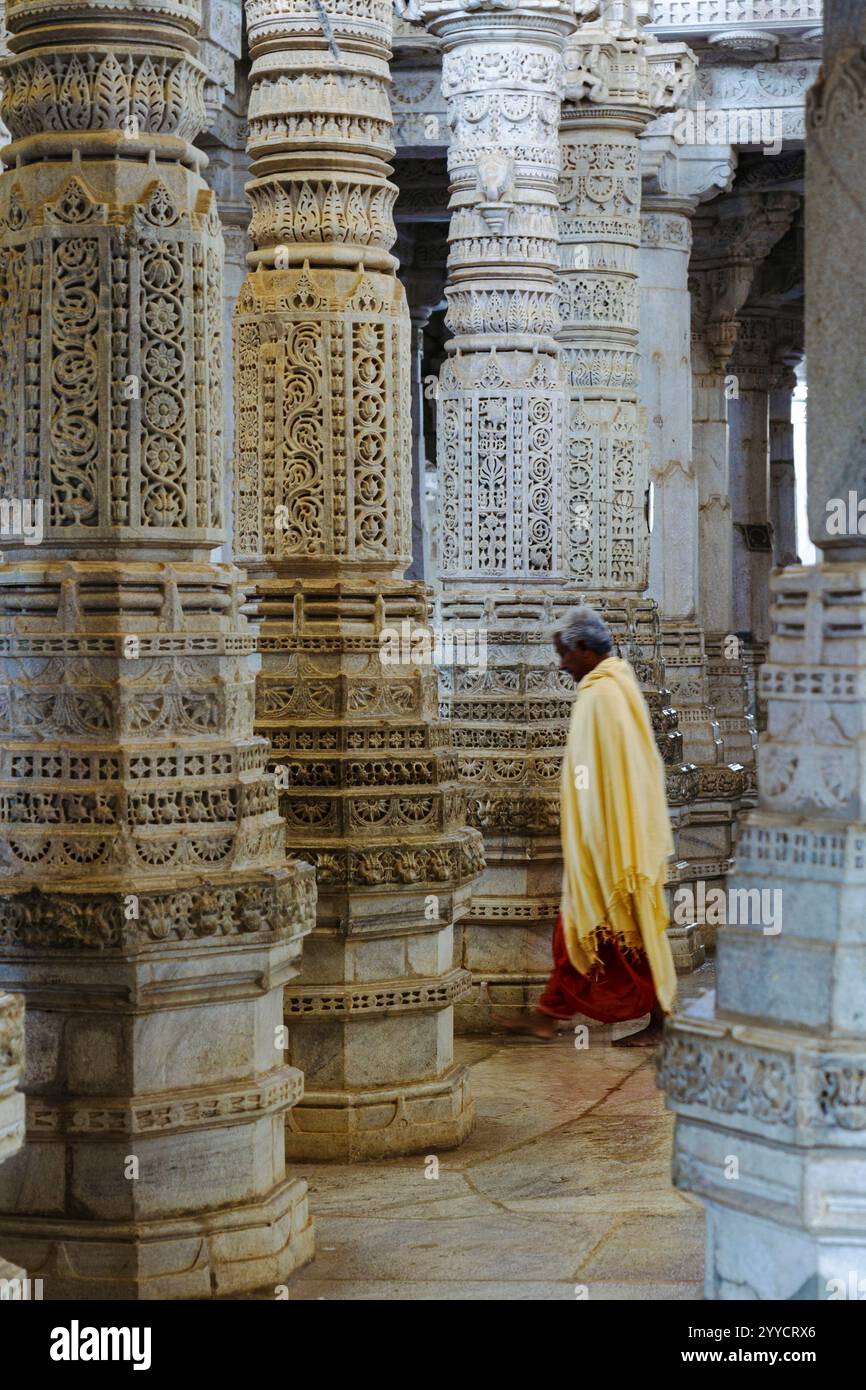 India. Rajasthan state. Ranakpur. Chaumukha Temple, also called the ...