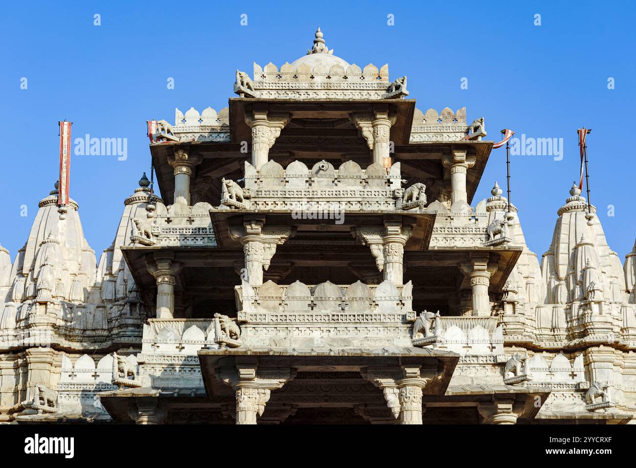 India. Rajasthan state. Ranakpur. Chaumukha Temple, also called the ...