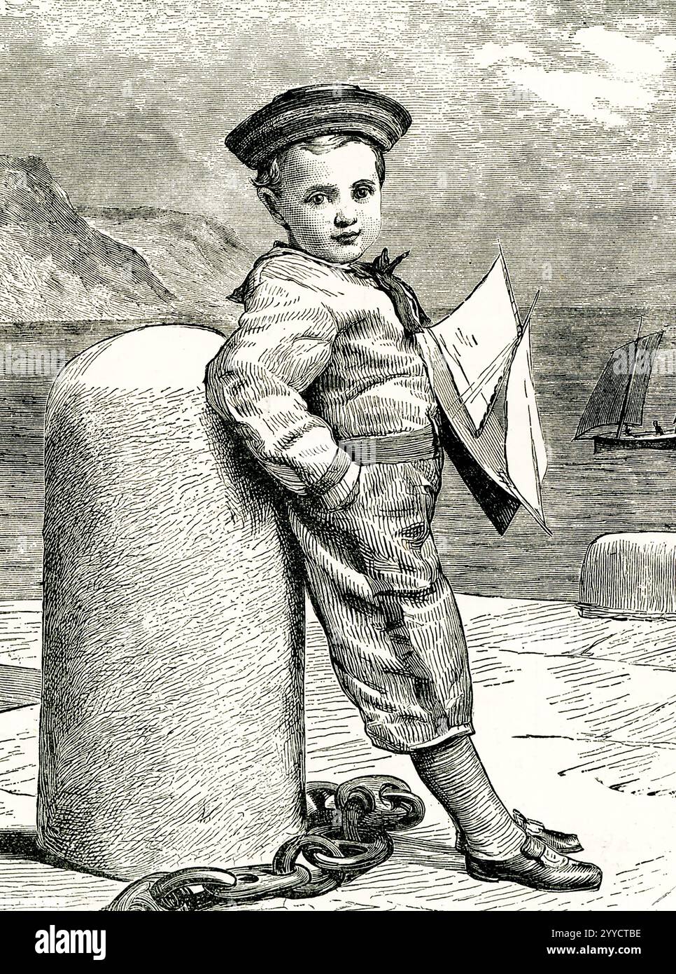 This 1883 illustration shows a yoiung sailor boy on a ship Stock Photo ...