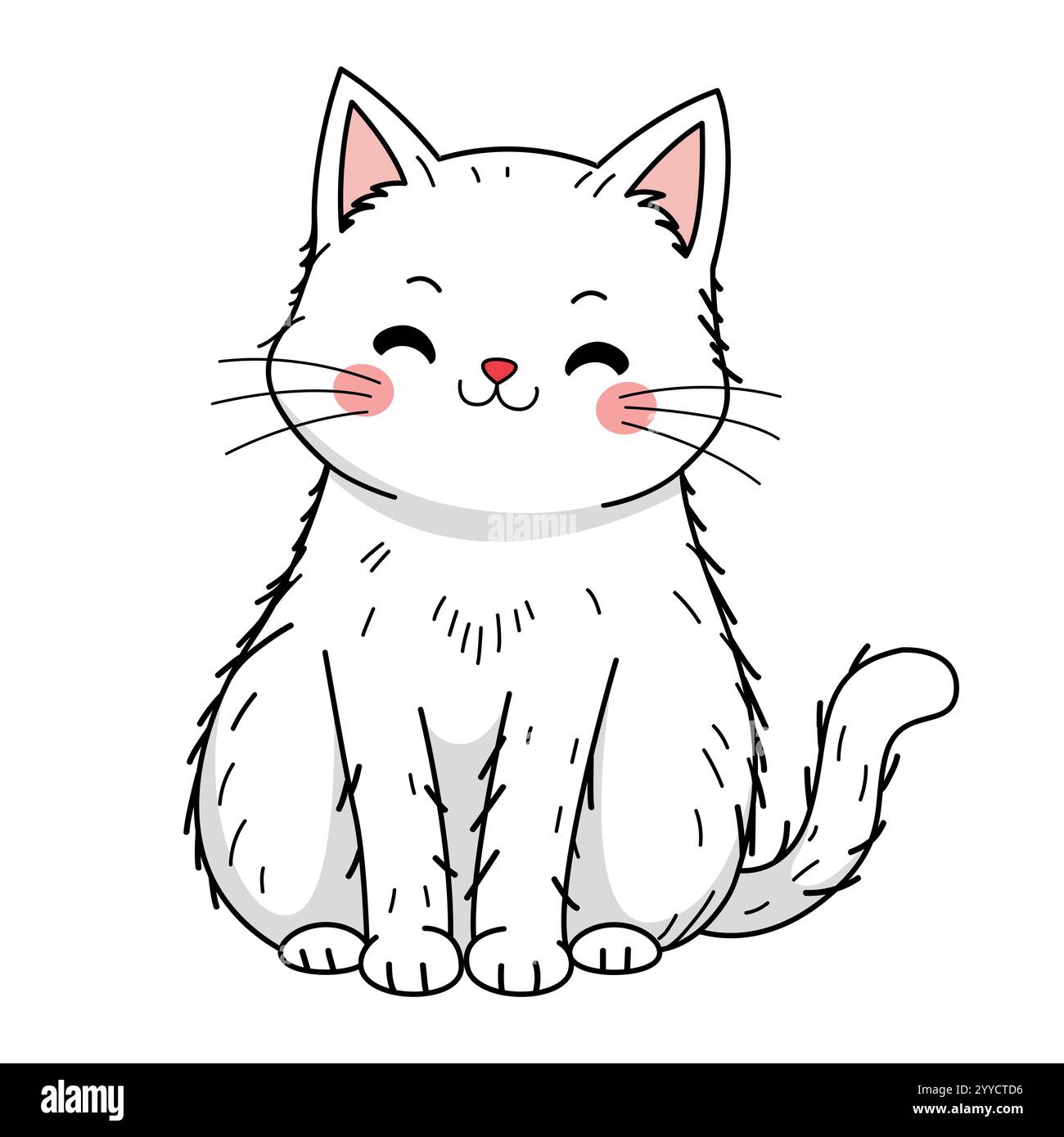 Cute little smiling cat, doodle illustration Stock Vector Image & Art ...