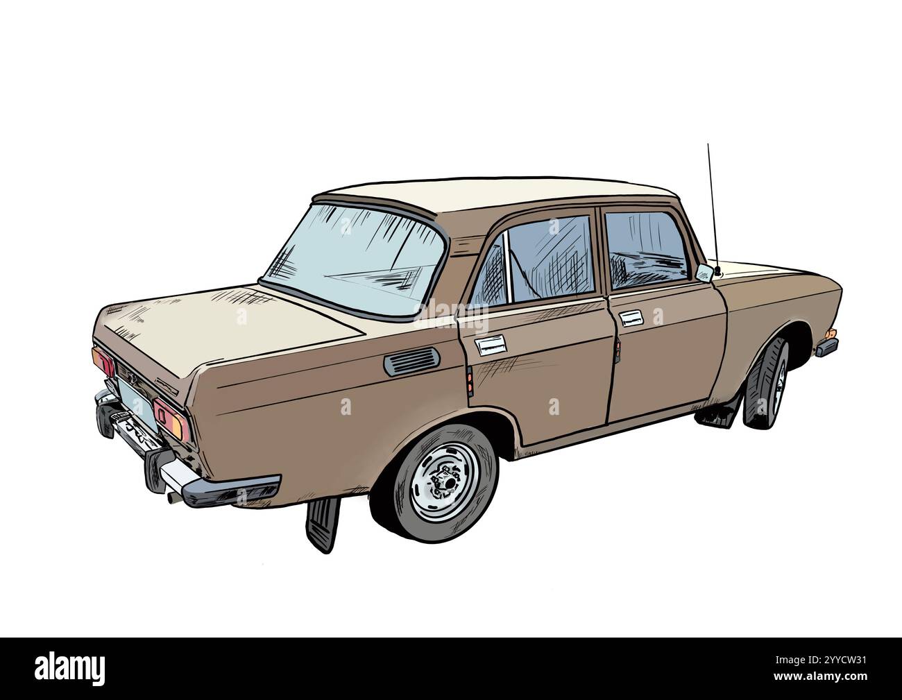 Retro car Side view, illustration Stock Photo - Alamy