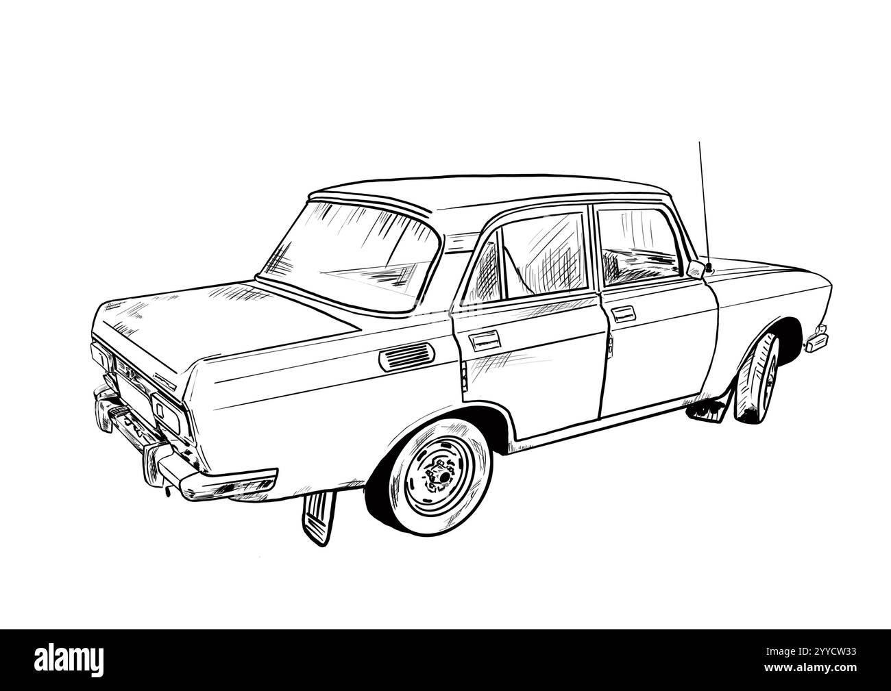 Retro car Side view, illustration Stock Photo - Alamy