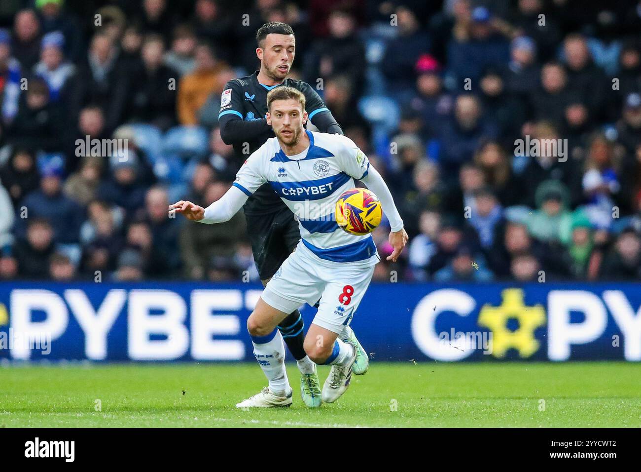 London, UK. 13th Nov, 2023. Sam Field of Queens Park Rangers is put ...