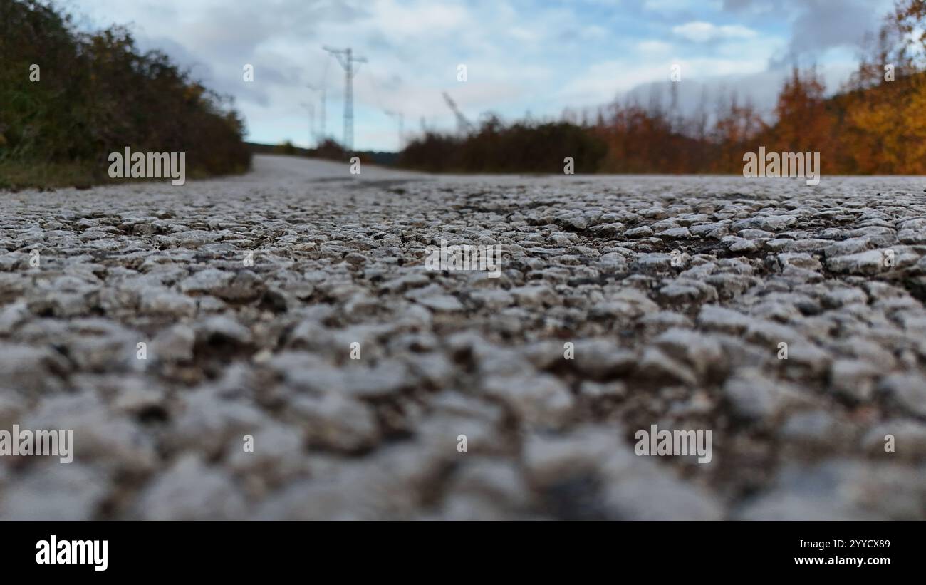 low angle gravel road photo at overcast weather Stock Photo - Alamy