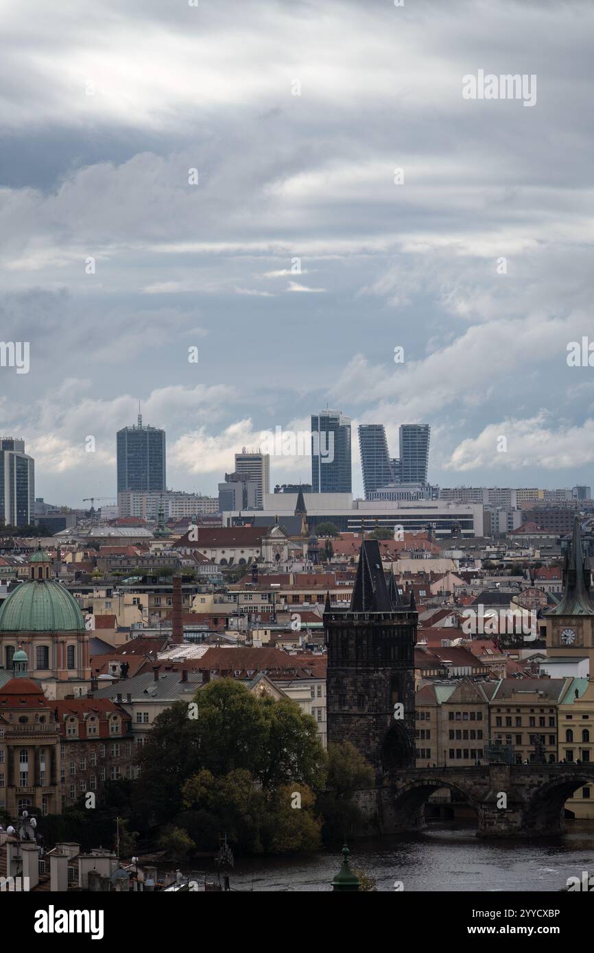 Prague, Czech Republic. October 4, 2024 - Cityscape of Prague with ...