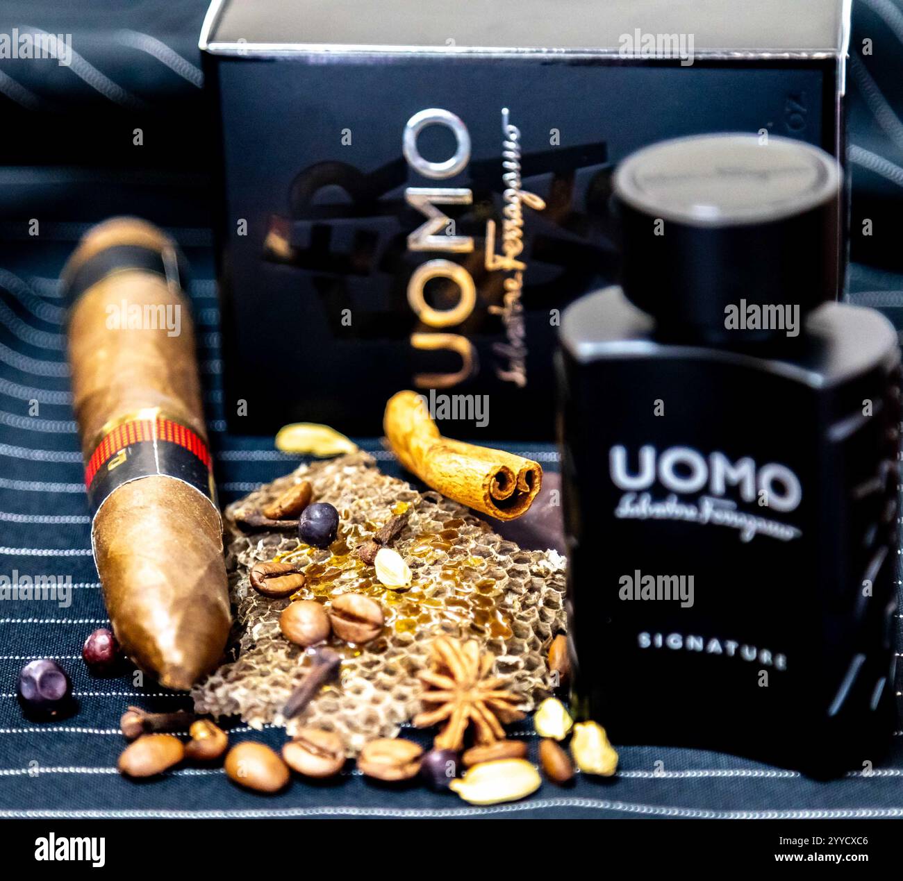 Brazil, December 21, 2024. Vintage Uomo Signature men's perfume with a ...