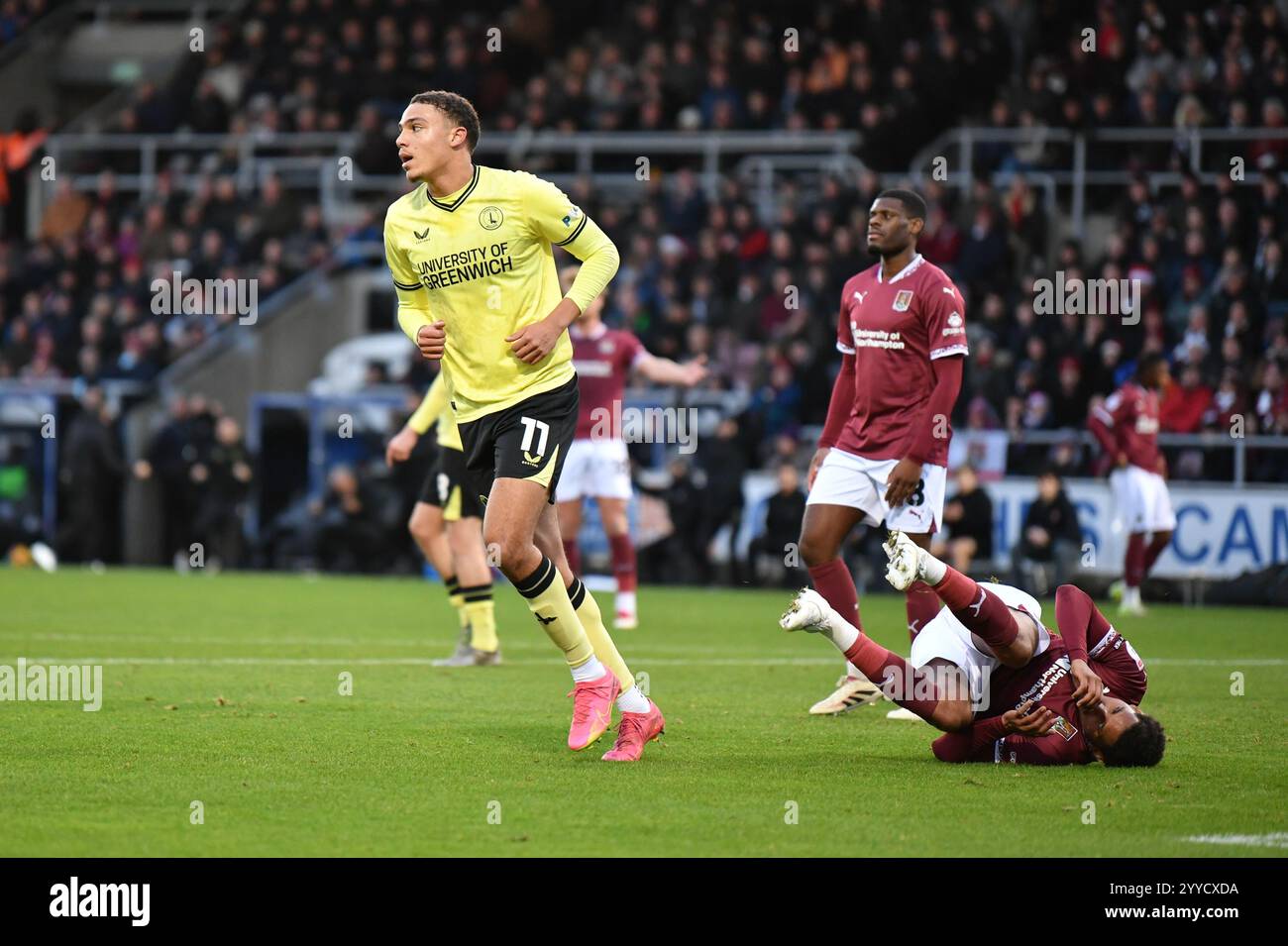 Northampton, England. 21st Dec 2024. Miles Leaburn celebrates after ...