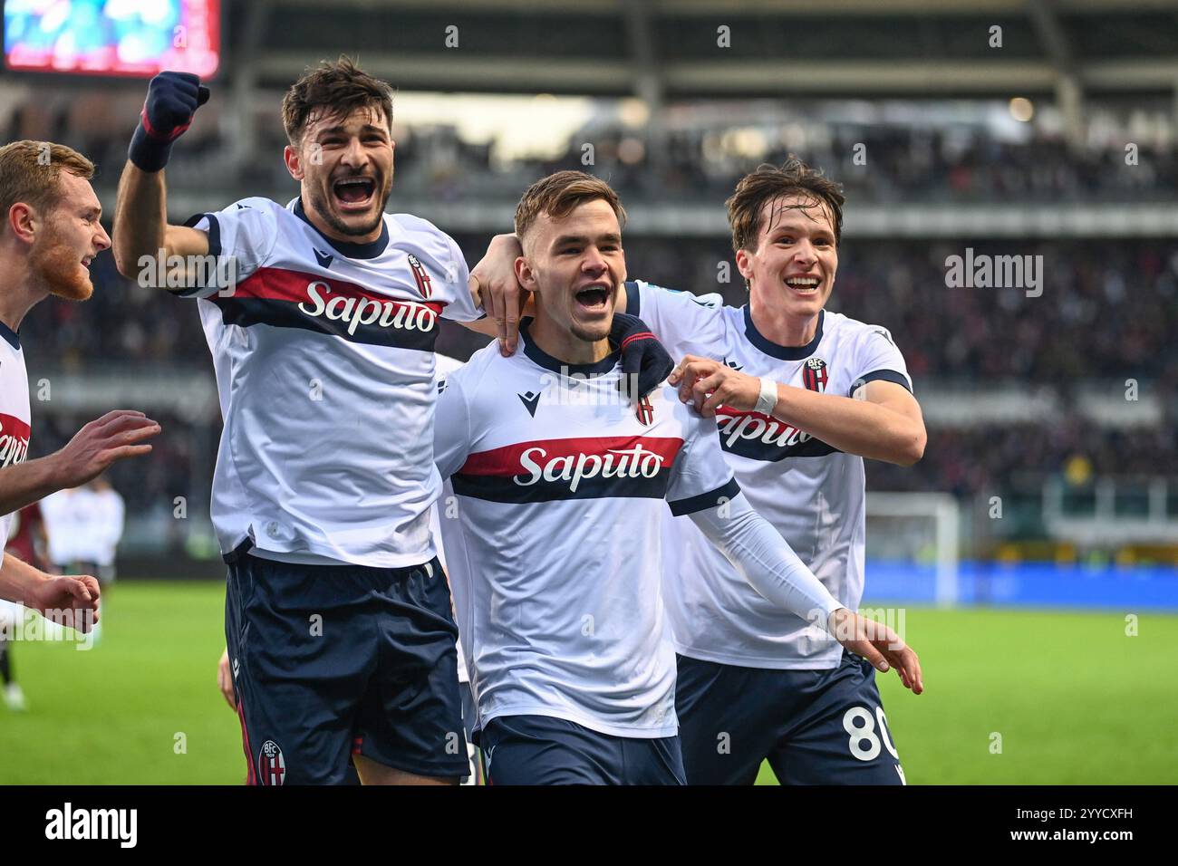 Turin, Italy. 21st Dec, 2024. Thijs Dallinga (Bologna Fc) celebrating ...