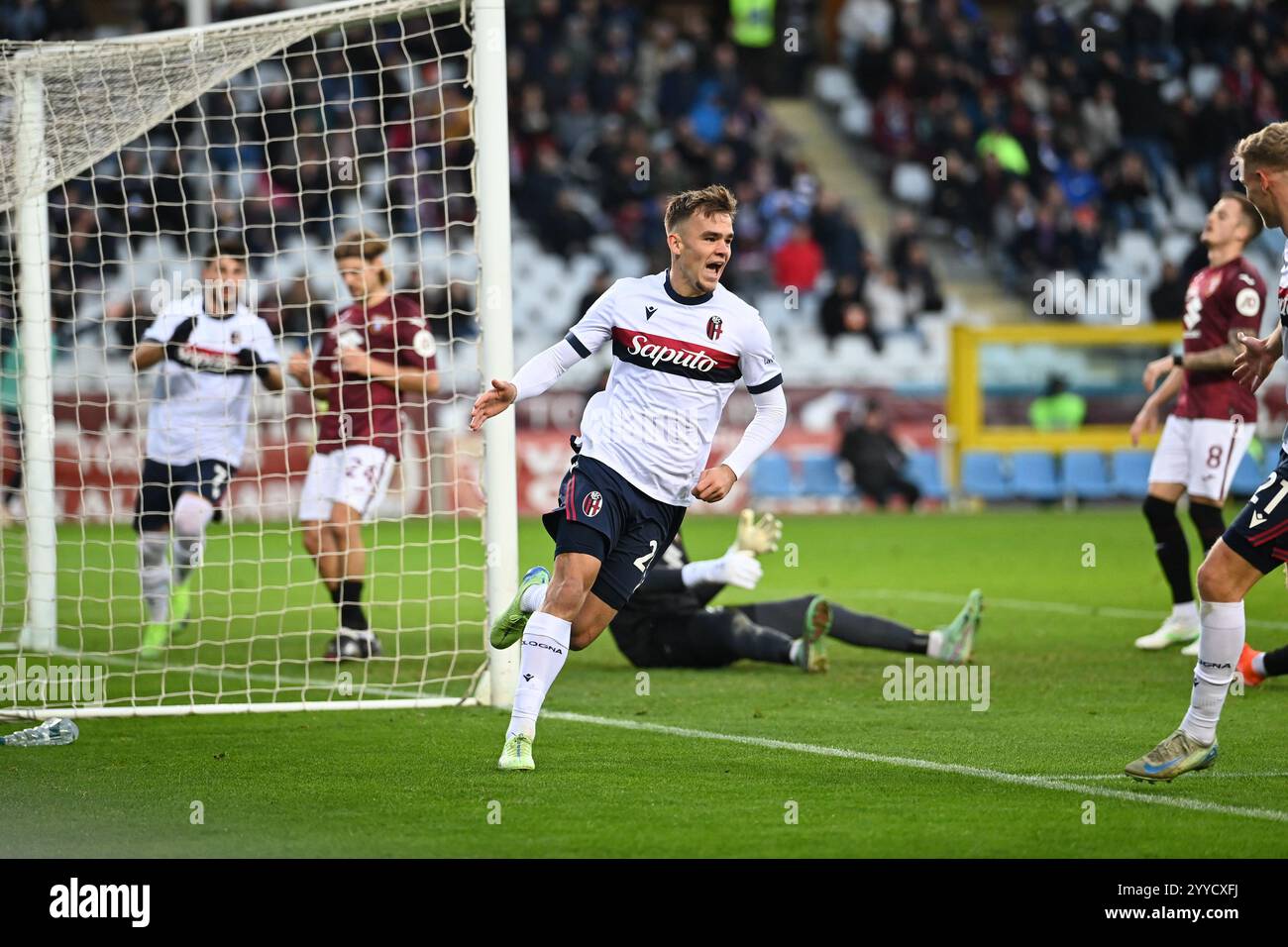 Turin, Italy. 21st Dec, 2024. Thijs Dallinga (Bologna Fc) scoraring a ...