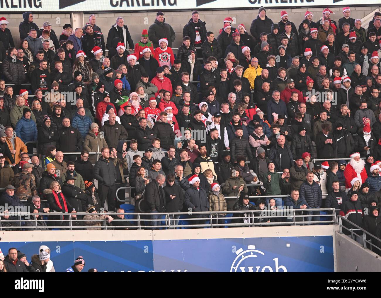Cardiff, UK. 21st Dec, 2024. Sheffield United fans during the Sky Bet ...