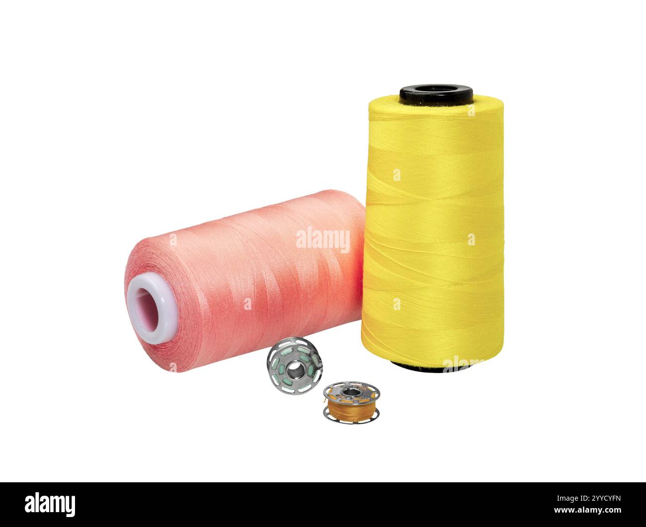 Spool of sewing thread, isolated on white background. Threads wound on ...