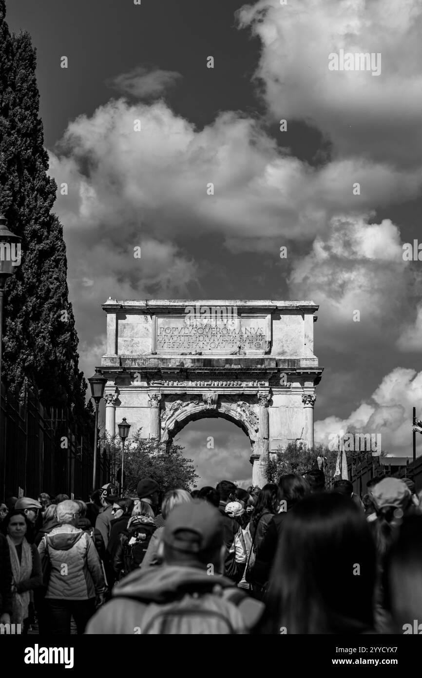 Rome, Italy - April 5, 2019: The historical open-air museum Roman Forum ...