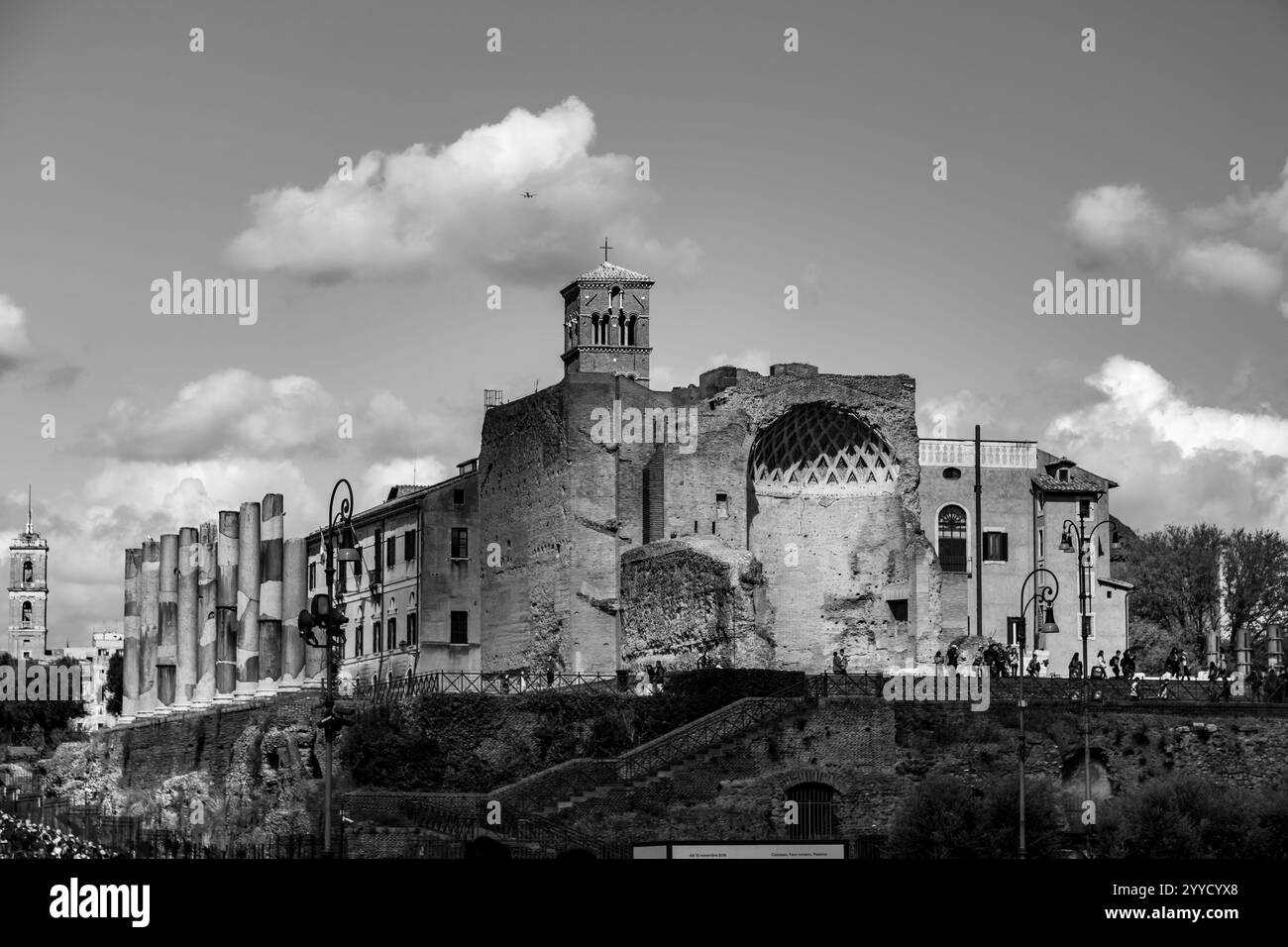 Rome, Italy - April 5, 2019: The historical open-air museum Roman Forum ...