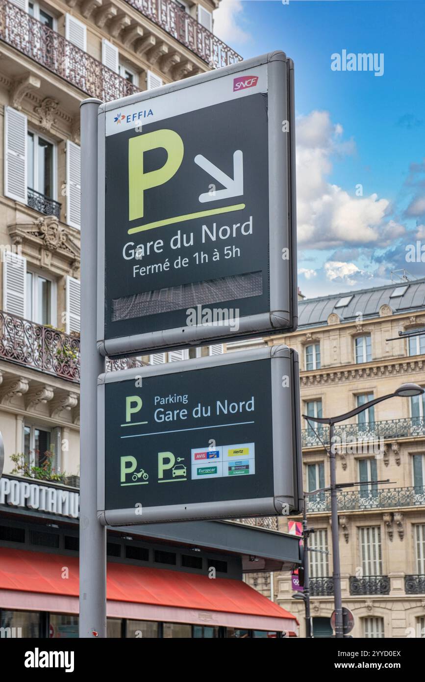 Underground entrance signs for vehicle parking and rental car returns ...