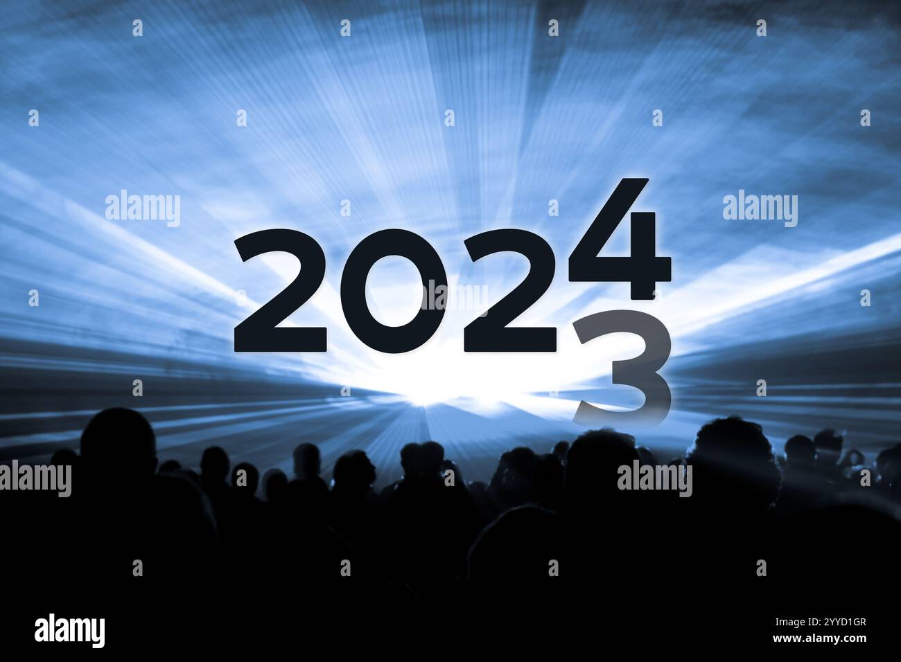 Turn of the year 2023 2024 blue laser show party. Luxury entertainment ...