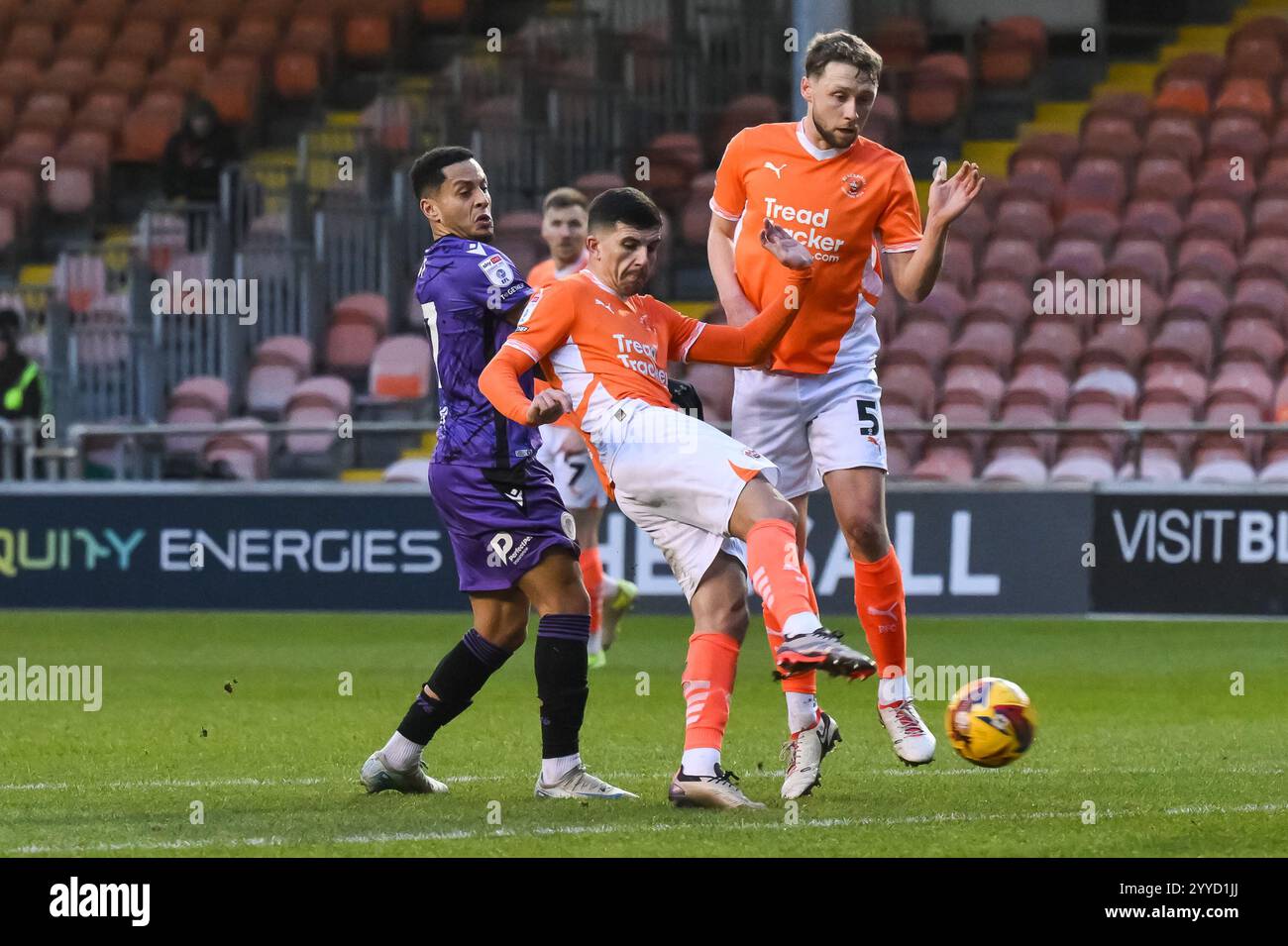 Albie Morgan of Blackpool Simon Sadler owner of Blackpool during the ...