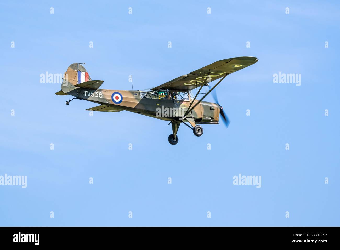 Auster AOP6, airborne at the Shuttleworth Military Air Show on the 2nd ...