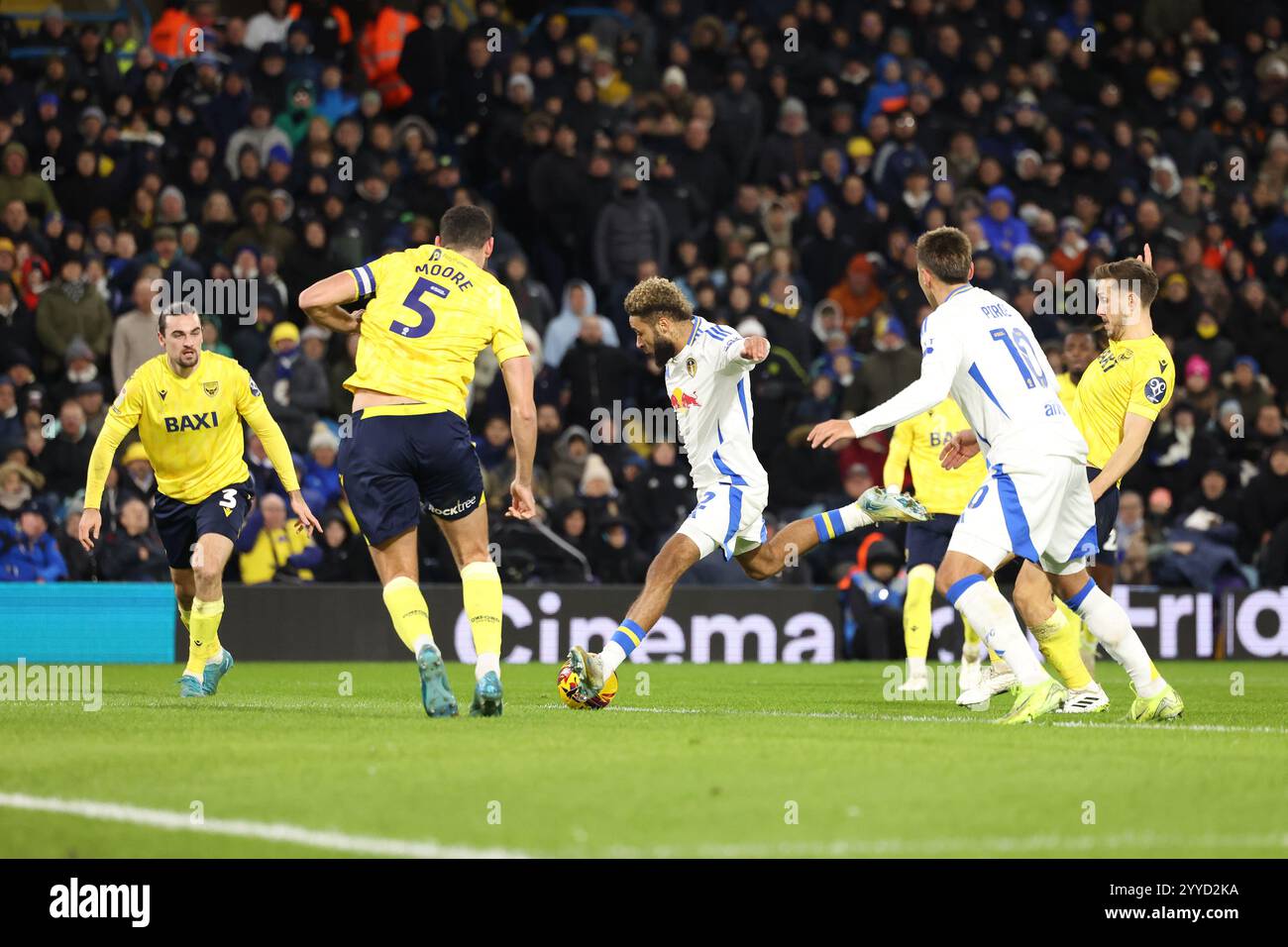 Leeds United's Jayden Bogle (centre) scores their side's second goal of ...