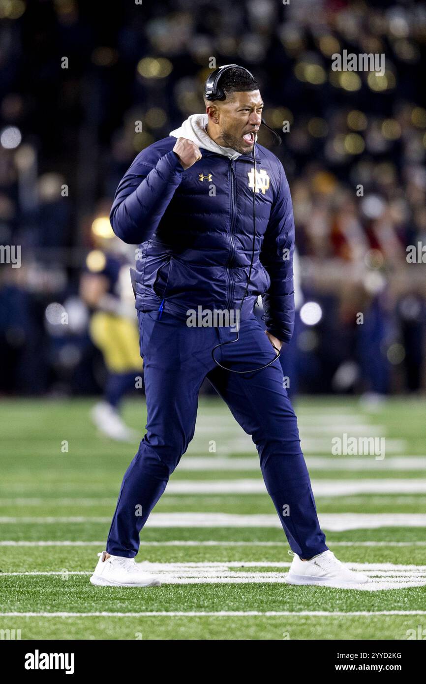 South Bend, Indiana, USA. 20th Dec, 2024. Notre Dame head coach Marcus ...