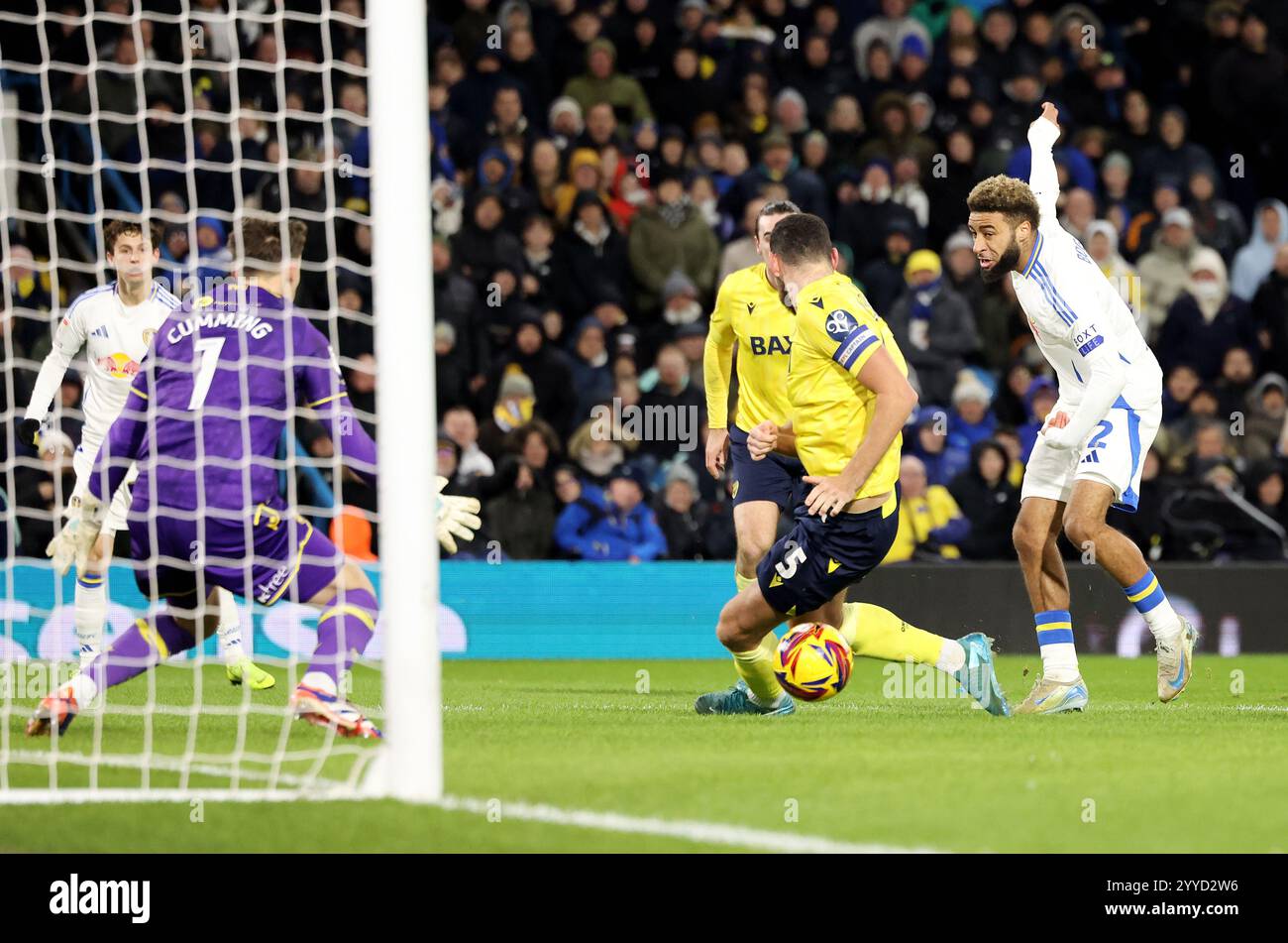 Leeds United's Jayden Bogle (right) scores their side's second goal of ...