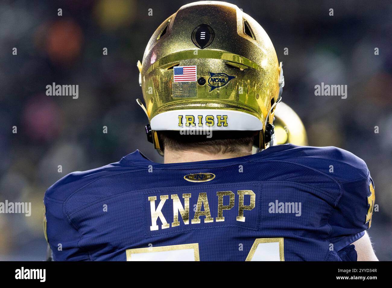 South Bend, Indiana, USA. 20th Dec, 2024. Notre Dame offensive lineman ...