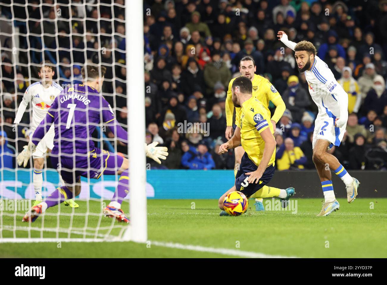 Leeds United's Jayden Bogle (right) scores their side's second goal of ...