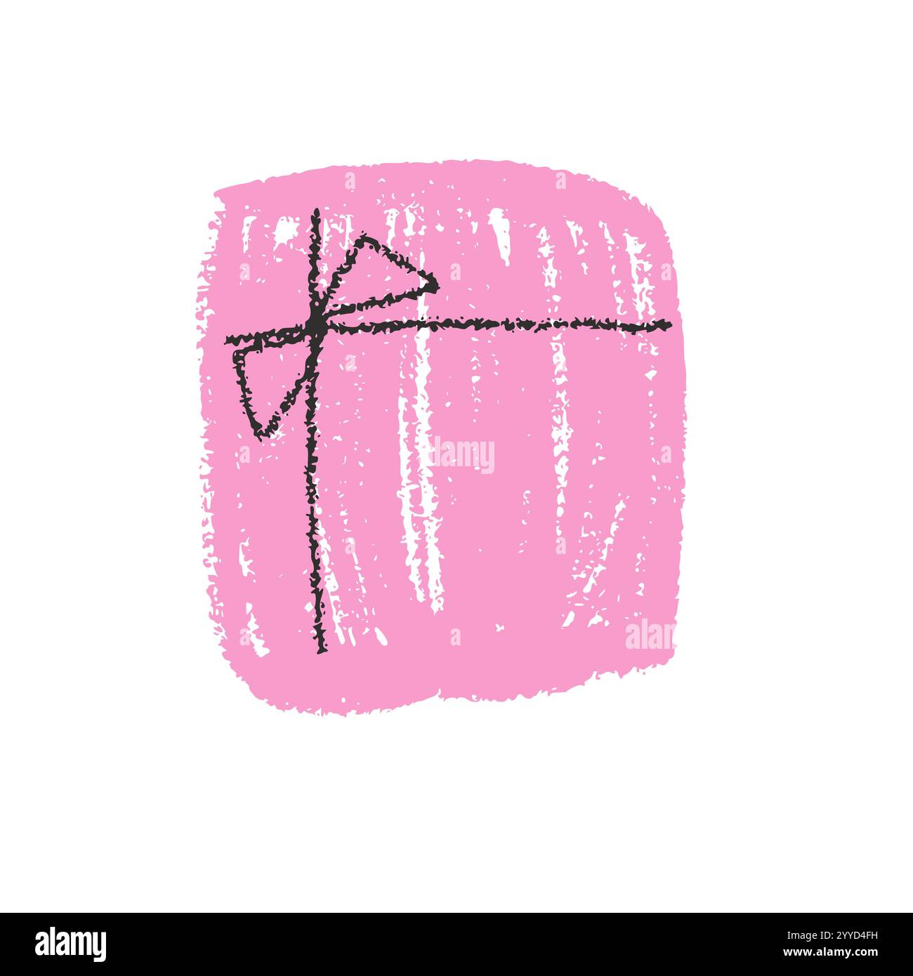 Pencil drawing gift box. Scribble style crayon festive present Chalk holiday decorative ...