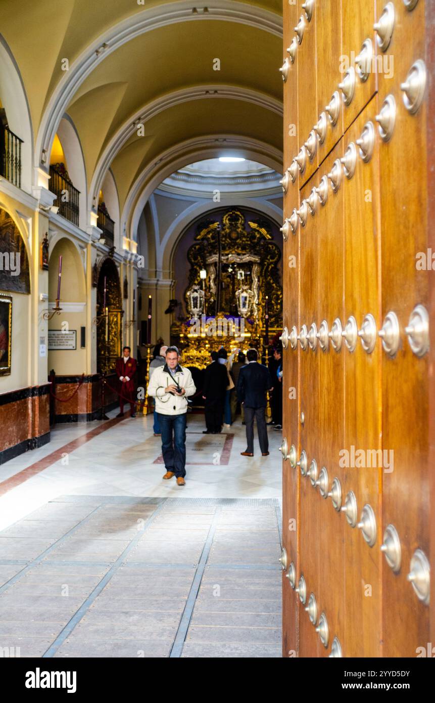 Santa María Magdalena church. Seville during Holy week celebration ...