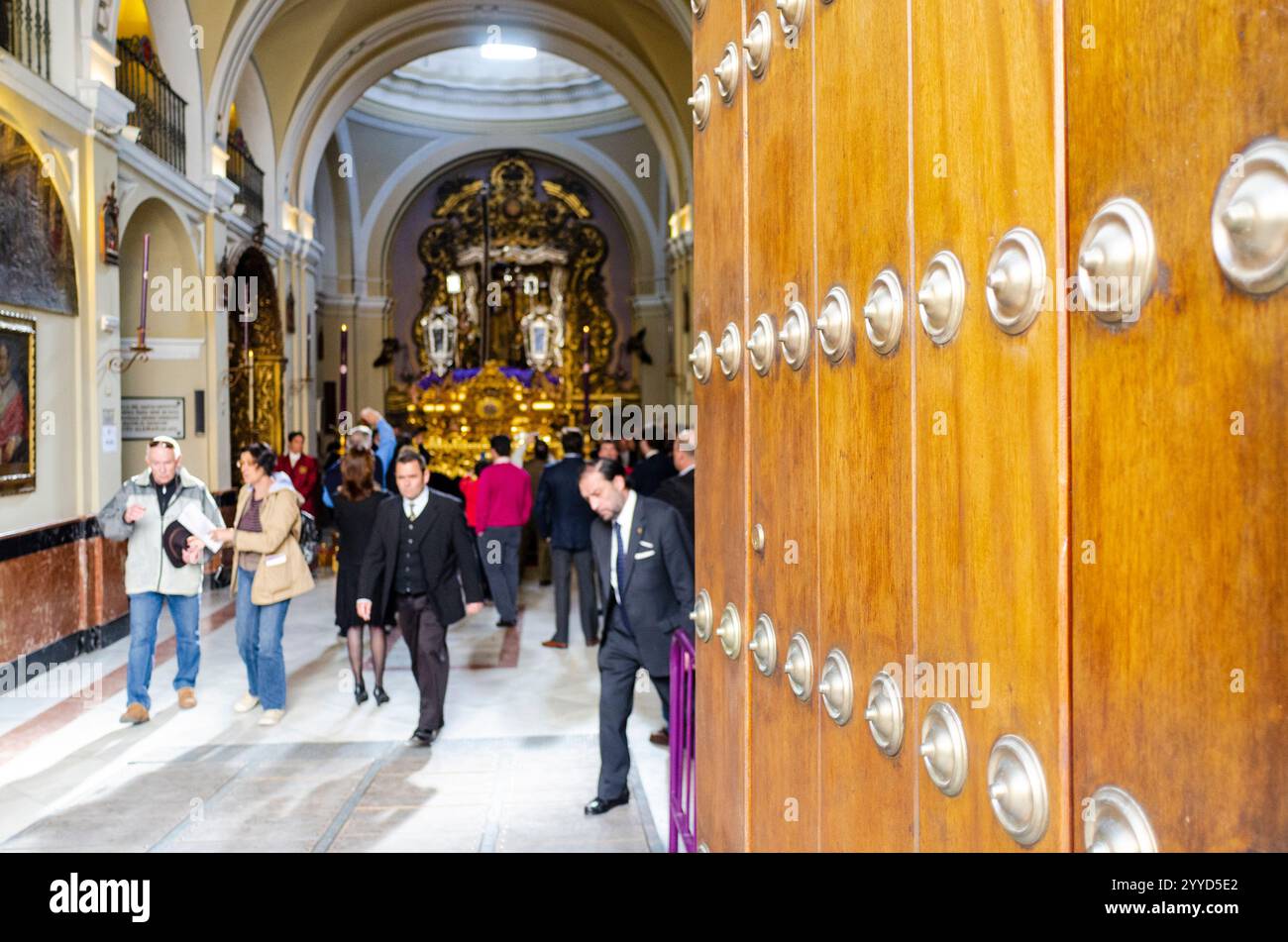 Santa María Magdalena church. Seville during Holy week celebration ...