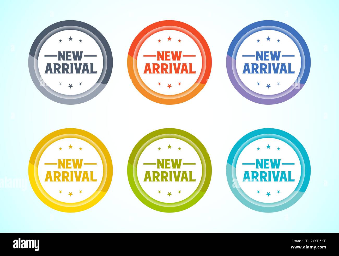 New arrival label advertising sticker, sale tag and banner icon set ...