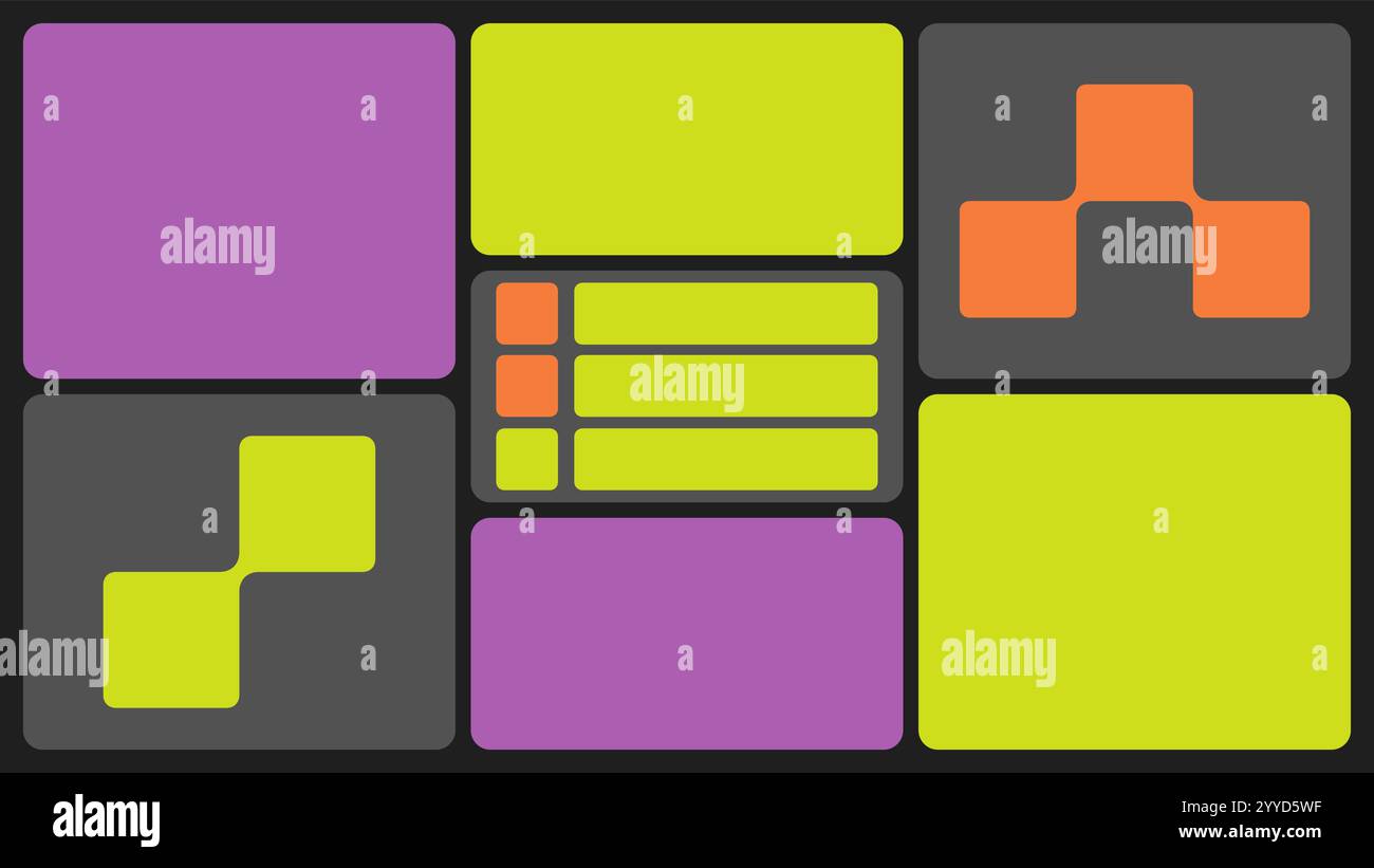 Bento box template. Y2K collage grid shapes. Geometry modular moodboard ...