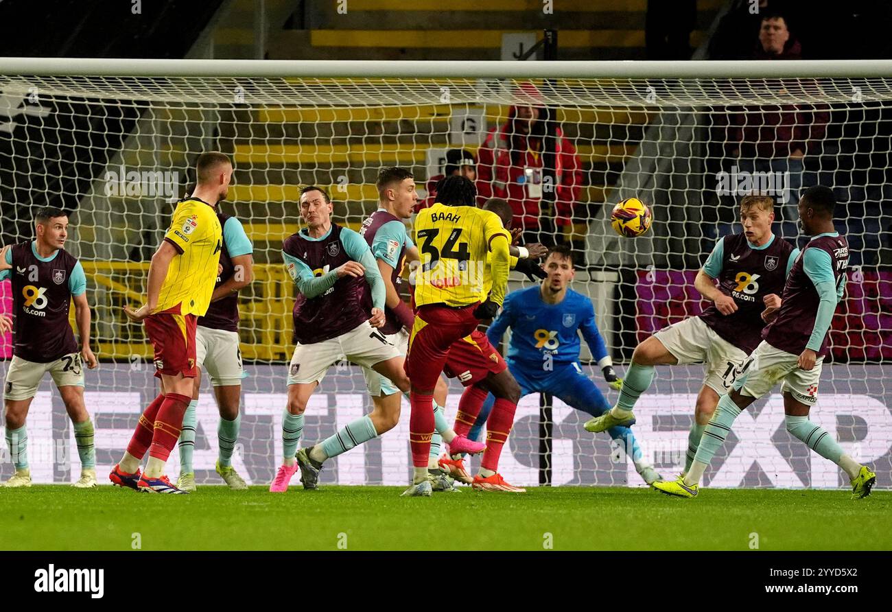 Watford's Kwadwo Baah (centre) scores his sides first goal during the ...