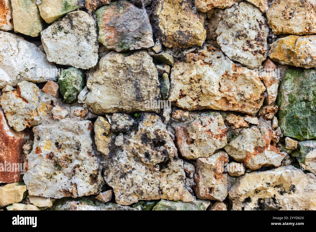 Rustic Stone Wall with Weathered Rocks in Natural Light Stock Photo - Alamy