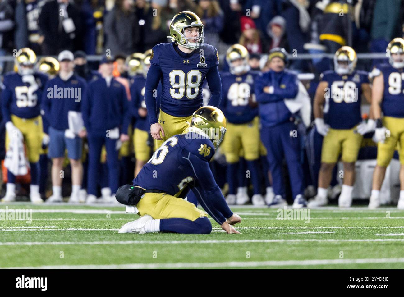December 20, 2024: Notre Dame kicker Mitch Jeter (98) lines up field ...