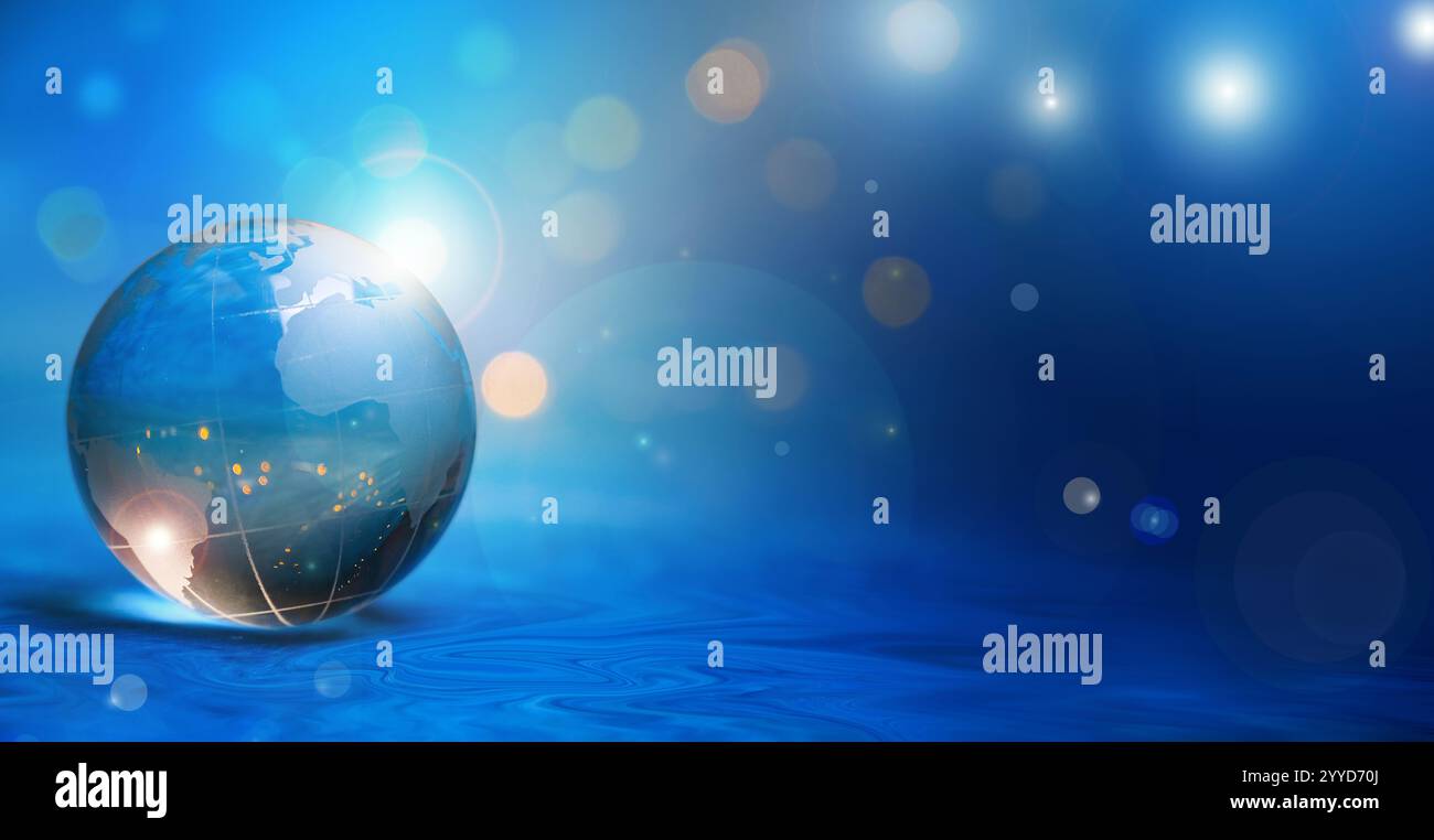 Europe and africa science technology on a glass globe or earth ball in ...