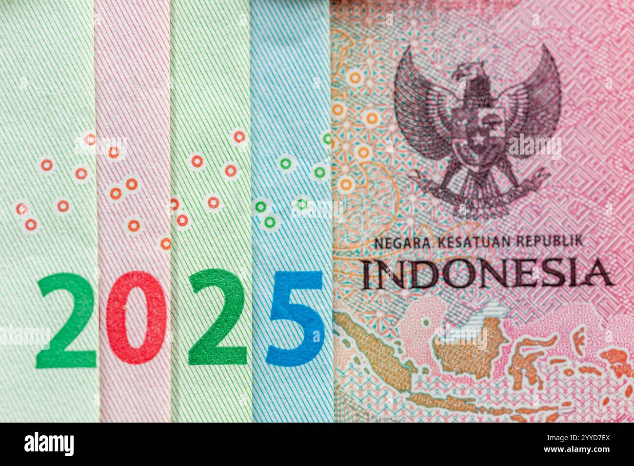 2025 in Indonesian rupiah, Indonesia money, Banknotes arranged in the ...